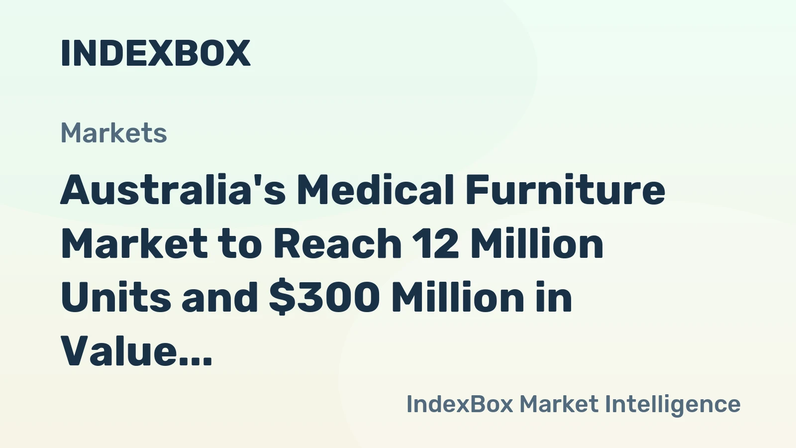 Australia's Medical Furniture Market to Reach 12 Million Units and $300 Million in Value