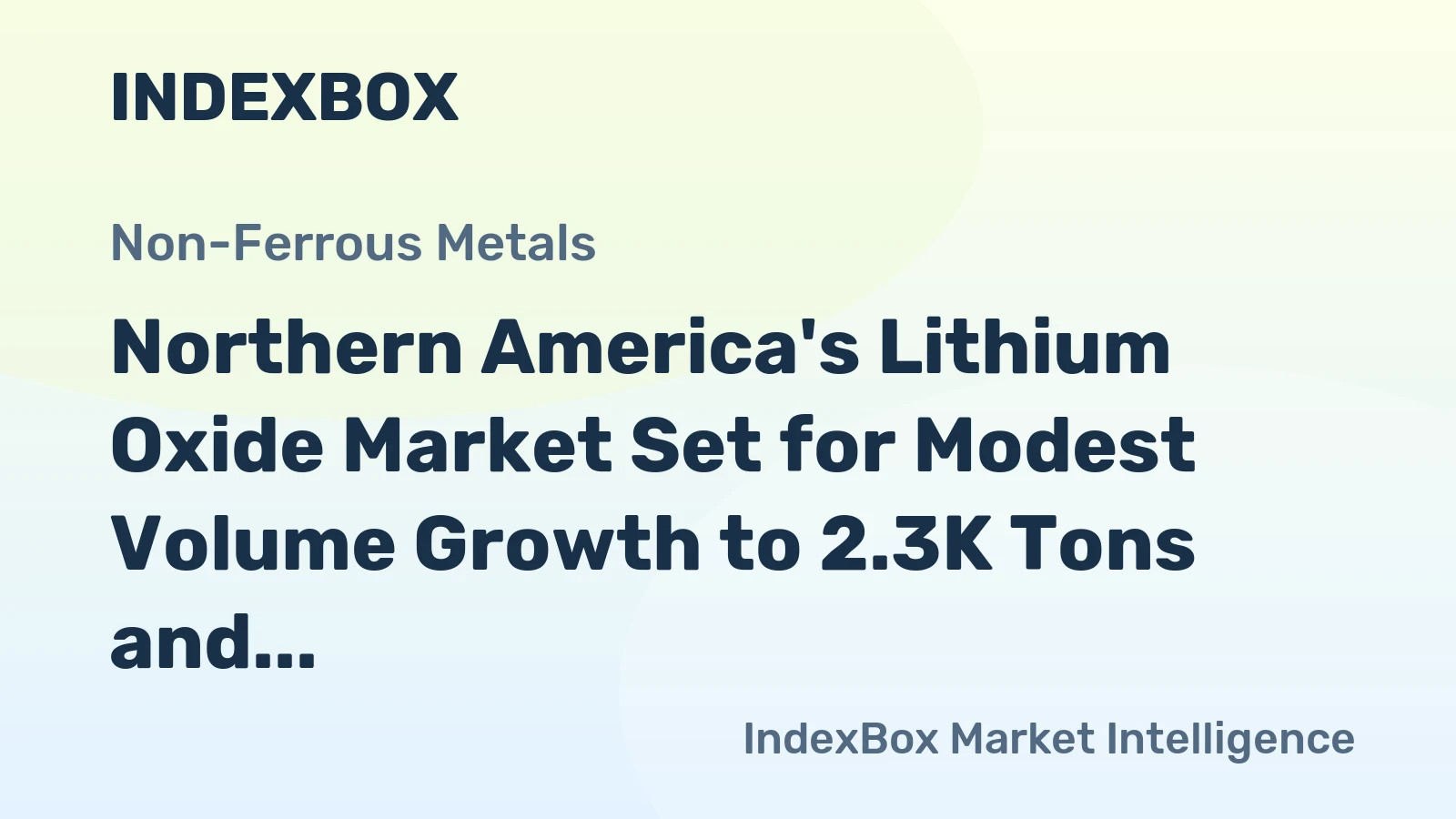 Northern America's Lithium Oxide Market Set for Modest Volume Growth to 2.3K Tons and Value Increase to $35M