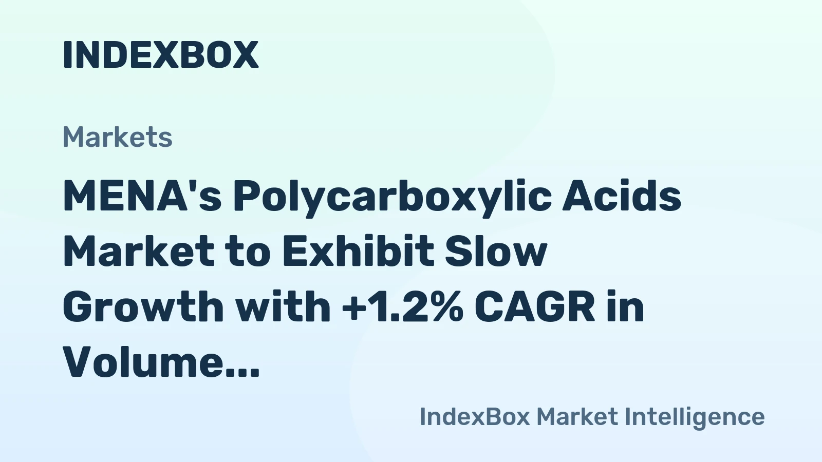 MENA's Polycarboxylic Acids Market to Exhibit Slow Growth with +1.2% CAGR in Volume by 2035, Reaching 3.5M Tons