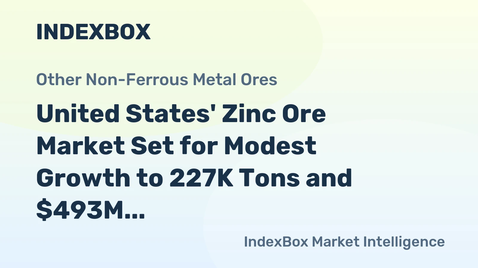 United States' Zinc Ore Market Set for Modest Growth to 227K Tons and $493M Value