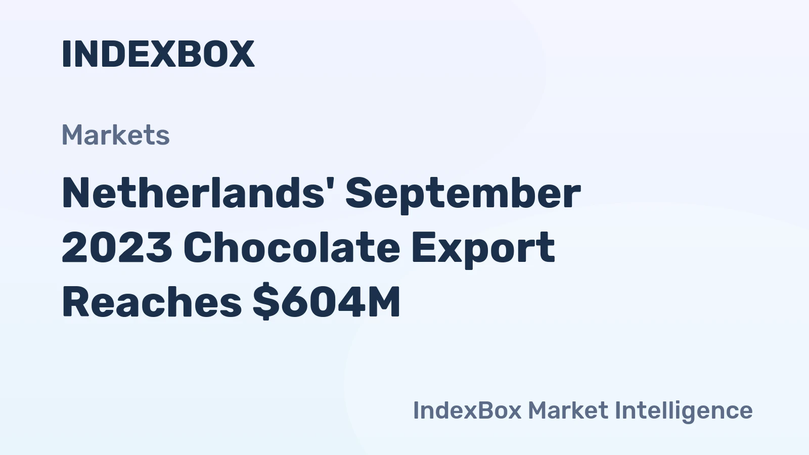 Netherlands' September 2023 Chocolate Export Reaches $604M