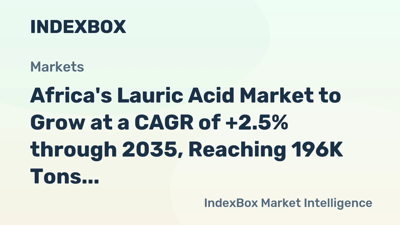 Africa's Lauric Acid Market to Grow at a CAGR of +2.5% through 2035, Reaching 196K Tons