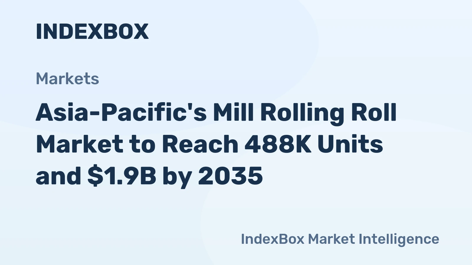 Asia-Pacific's Mill Rolling Roll Market to Reach 488K Units and $1.9B by 2035