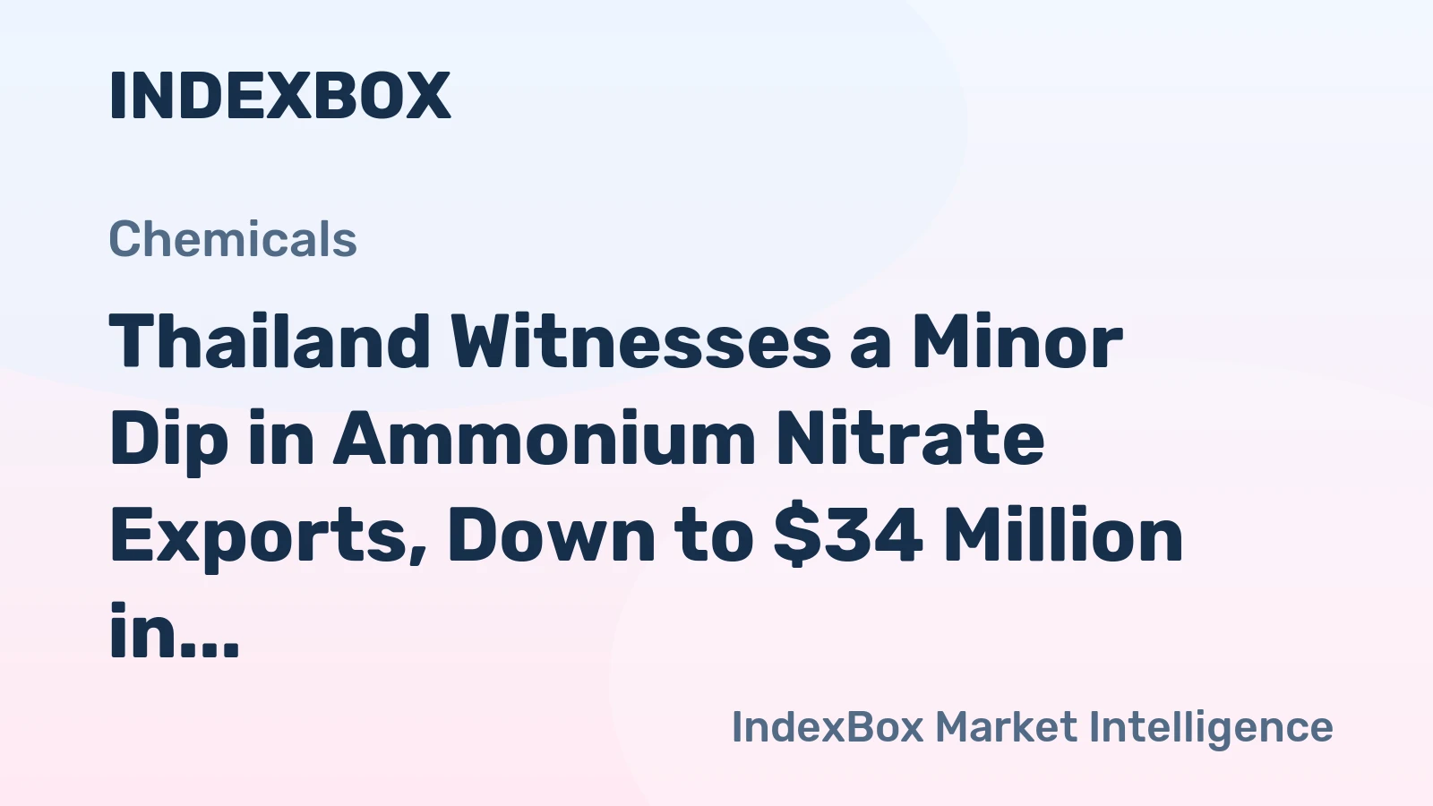 Thailand Witnesses a Minor Dip in Ammonium Nitrate Exports, Down to $34 Million in 2024