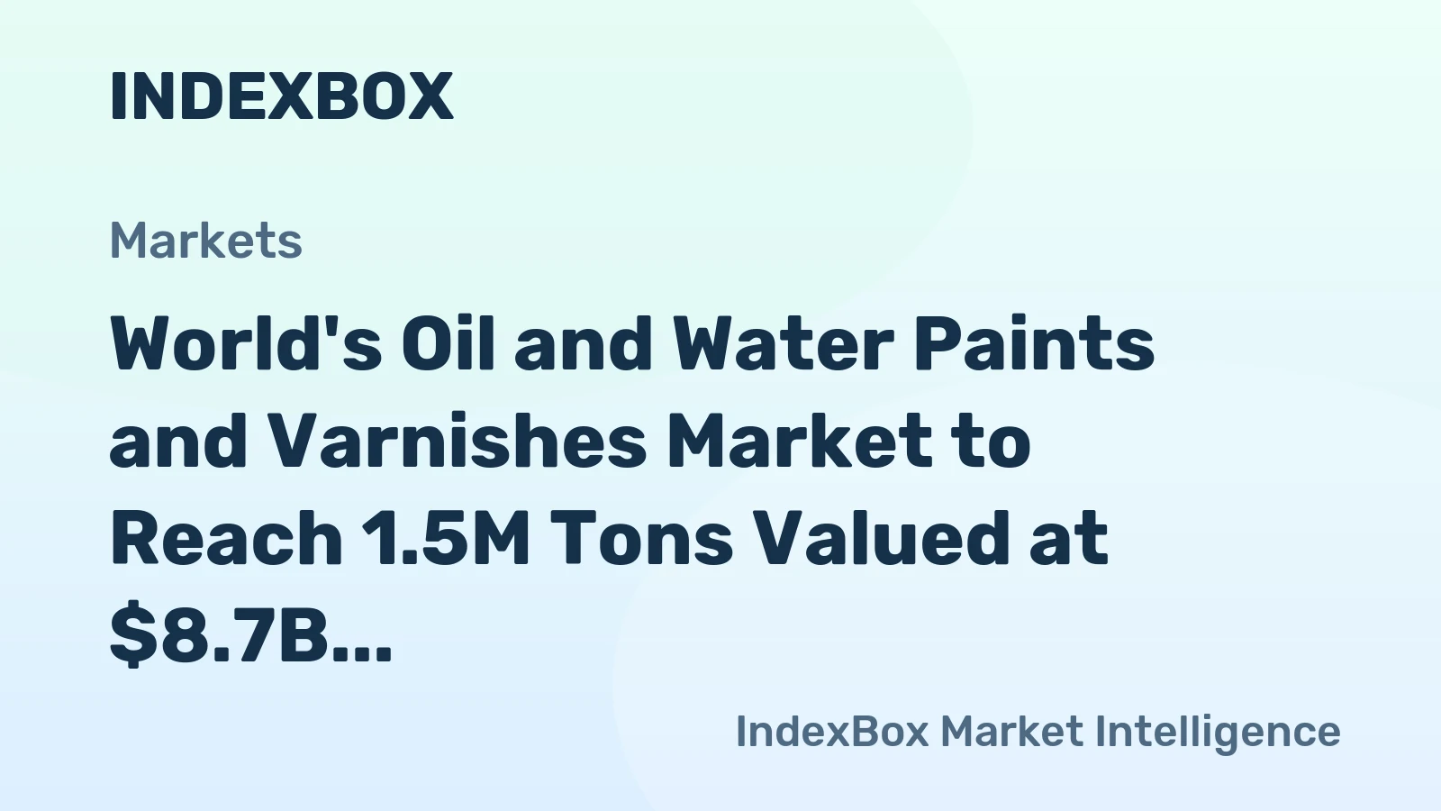 World's Oil and Water Paints and Varnishes Market to Reach 1.5M Tons Valued at $8.7B by 2035