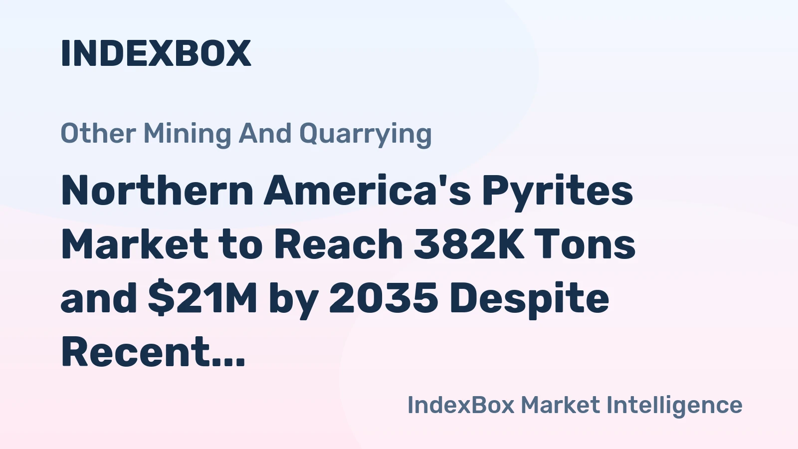 Northern America's Pyrites Market to Reach 382K Tons and $21M by 2035 Despite Recent Volatility