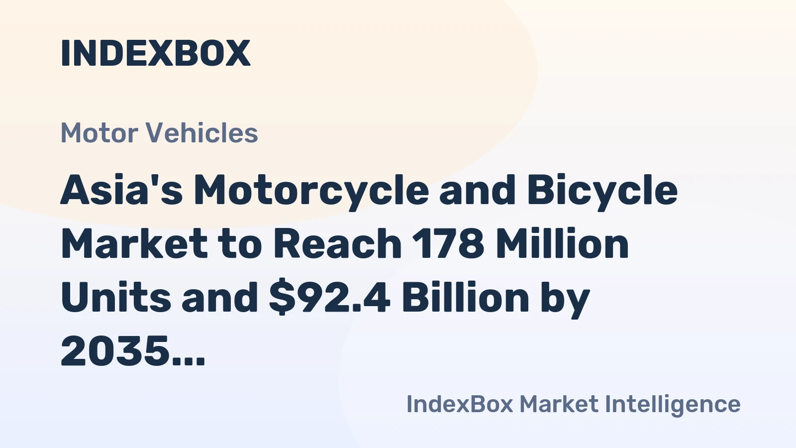 Asia's Motorcycle and Bicycle Market to Reach 178 Million Units and $92.4 Billion by 2035