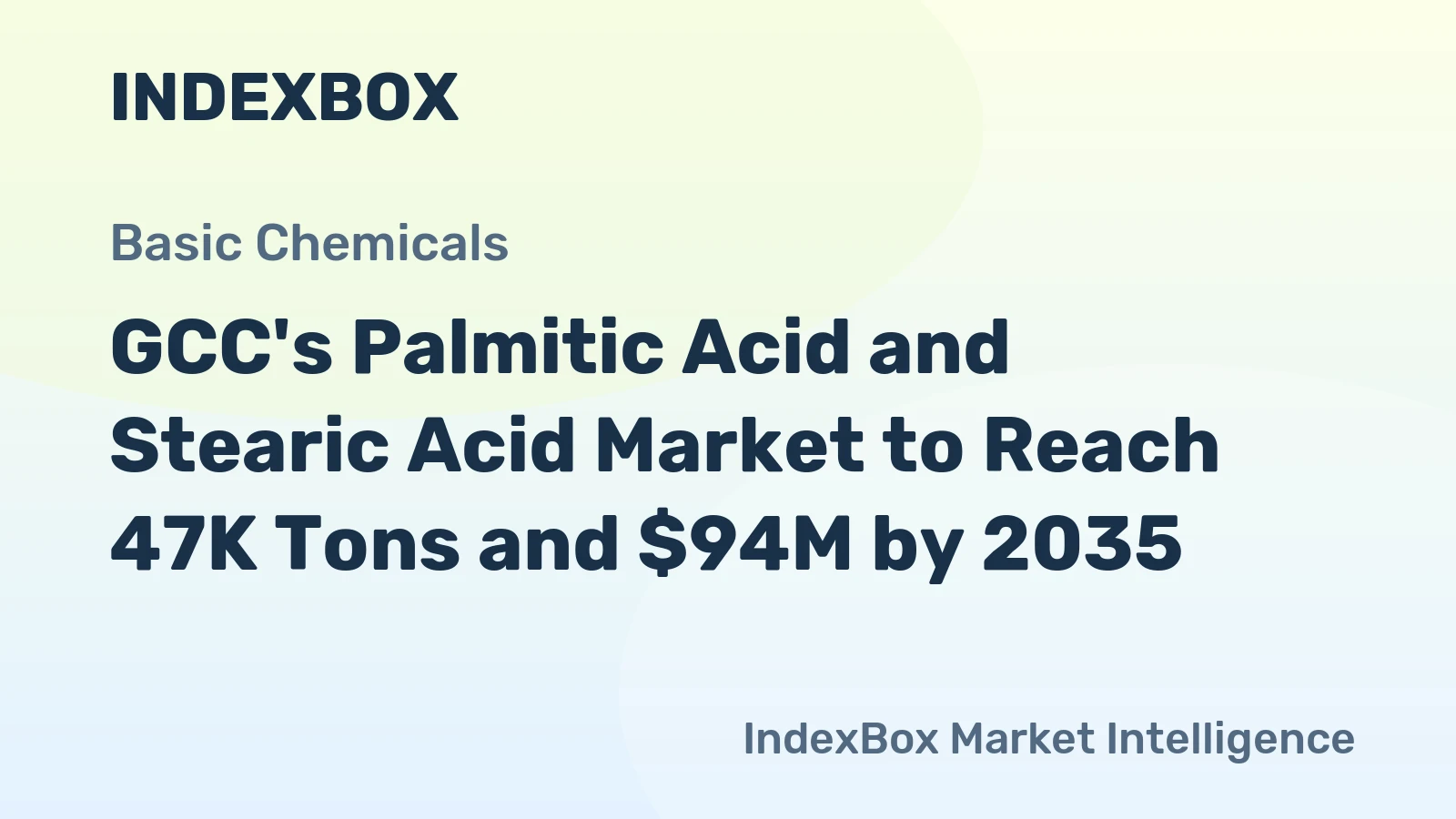 GCC's Palmitic Acid and Stearic Acid Market to Reach 47K Tons and $94M by 2035