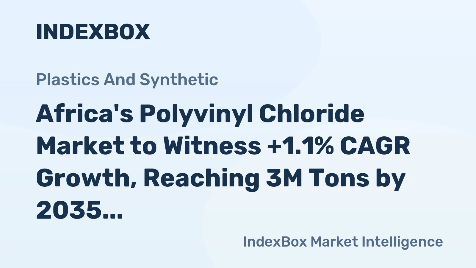 Africa's Polyvinyl Chloride Market to Witness +1.1% CAGR Growth, Reaching 3M Tons by 2035