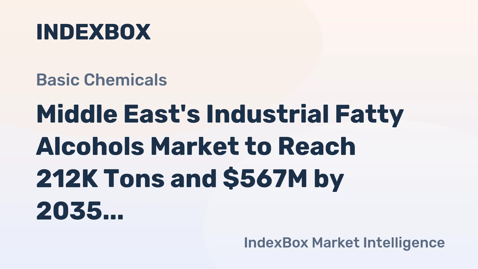 Middle East's Industrial Fatty Alcohols Market to Reach 212K Tons and $567M by 2035