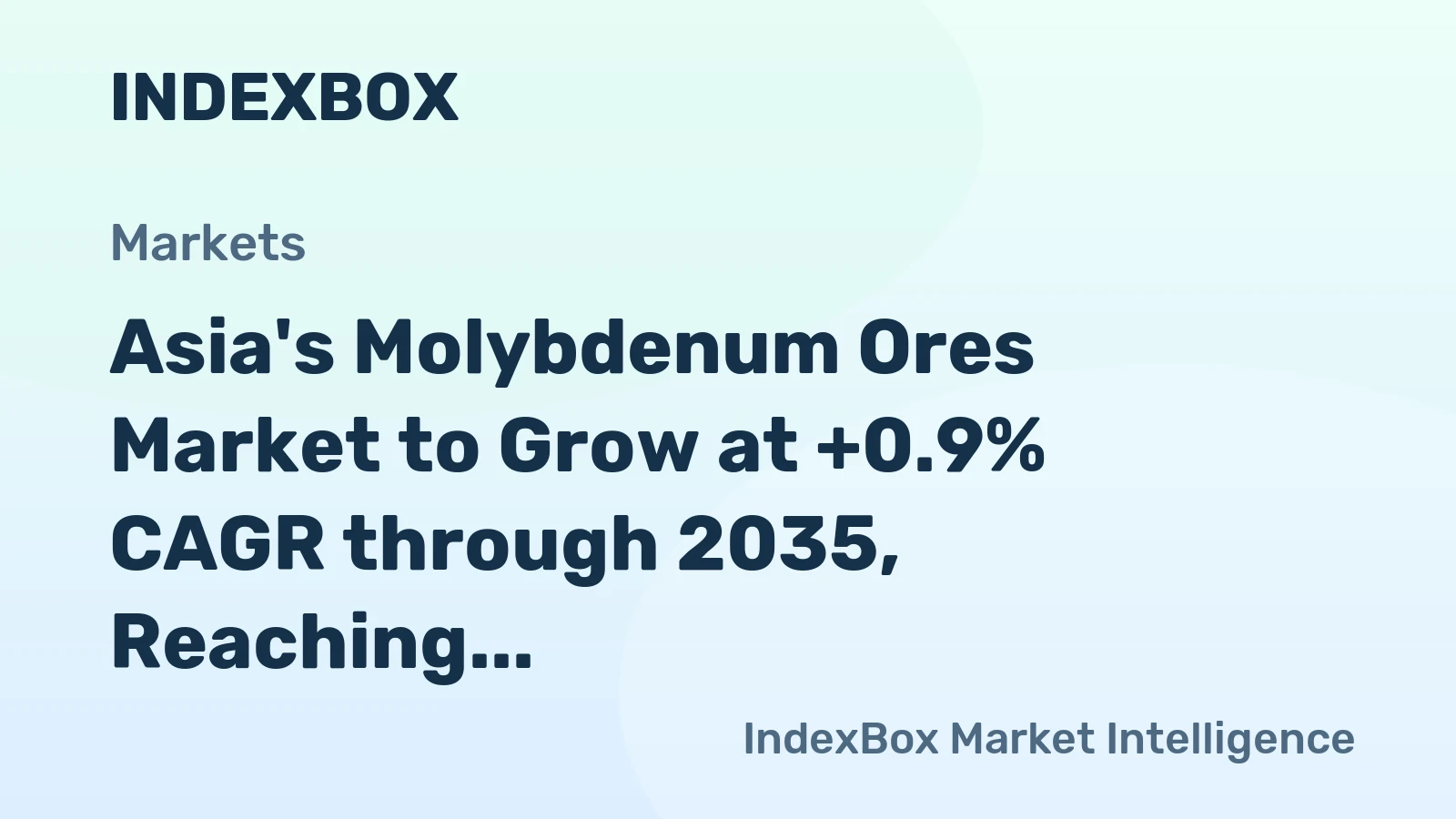 Asia's Molybdenum Ores Market to Grow at +0.9% CAGR through 2035, Reaching $3.9B in Value