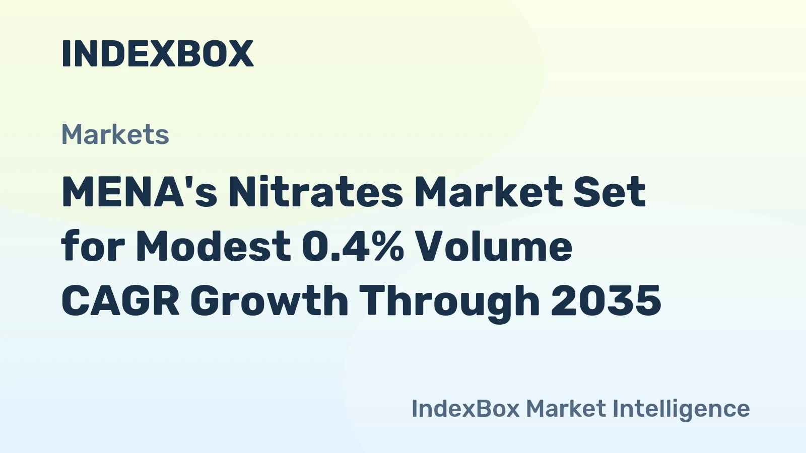 MENA's Nitrates Market Set for Modest 0.4% Volume CAGR Growth Through 2035