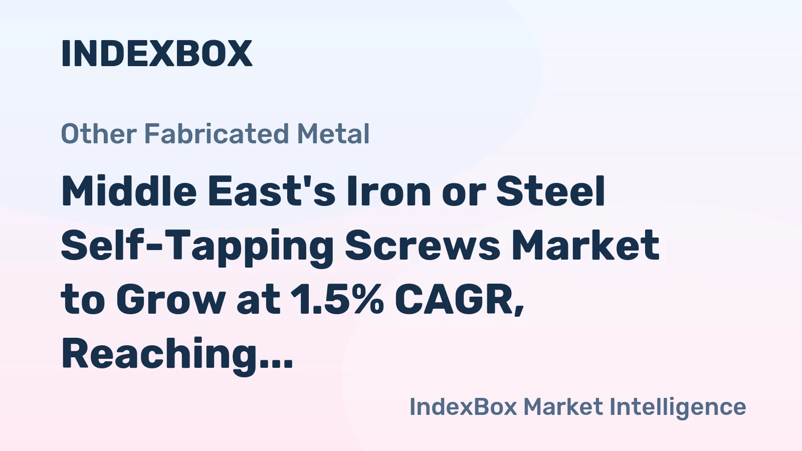 Middle East's Iron or Steel Self-Tapping Screws Market to Grow at 1.5% CAGR, Reaching $441M by 2035