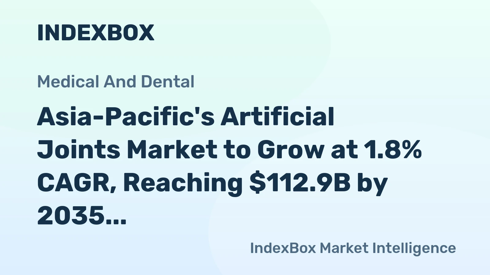 Asia-Pacific's Artificial Joints Market to Grow at 1.8% CAGR, Reaching $112.9B by 2035
