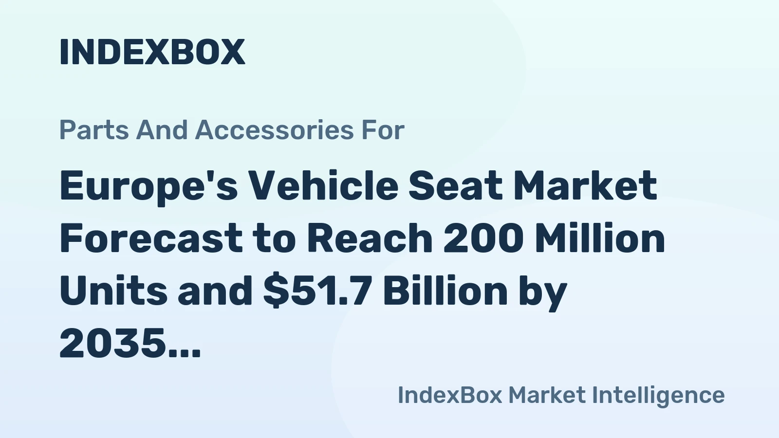 Europe's Vehicle Seat Market Forecast to Reach 200 Million Units and $51.7 Billion by 2035