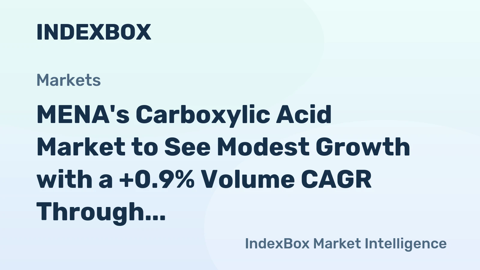MENA's Carboxylic Acid Market to See Modest Growth with a +0.9% Volume CAGR Through 2035