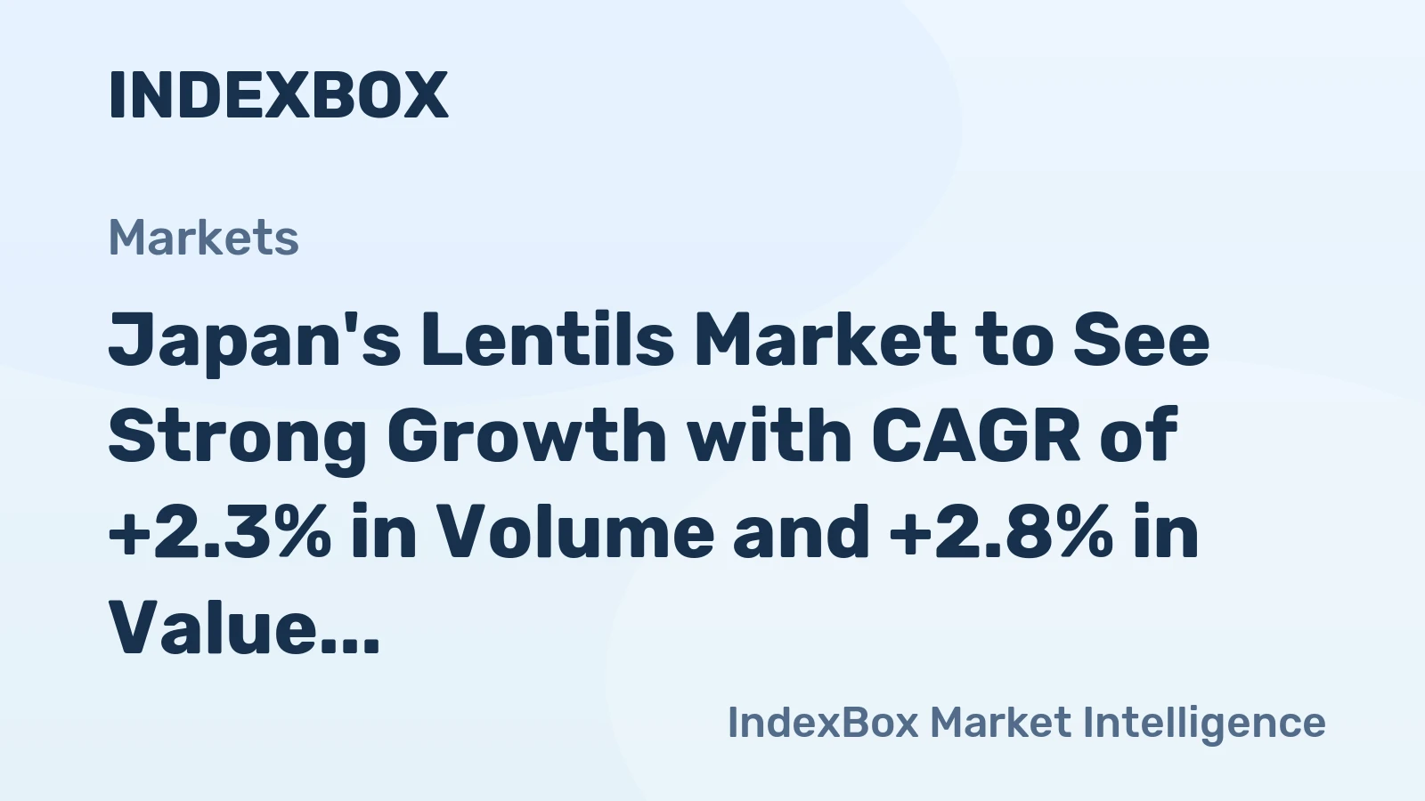 Japan's Lentils Market to See Strong Growth with CAGR of +2.3% in Volume and +2.8% in Value from 2024 to 2035