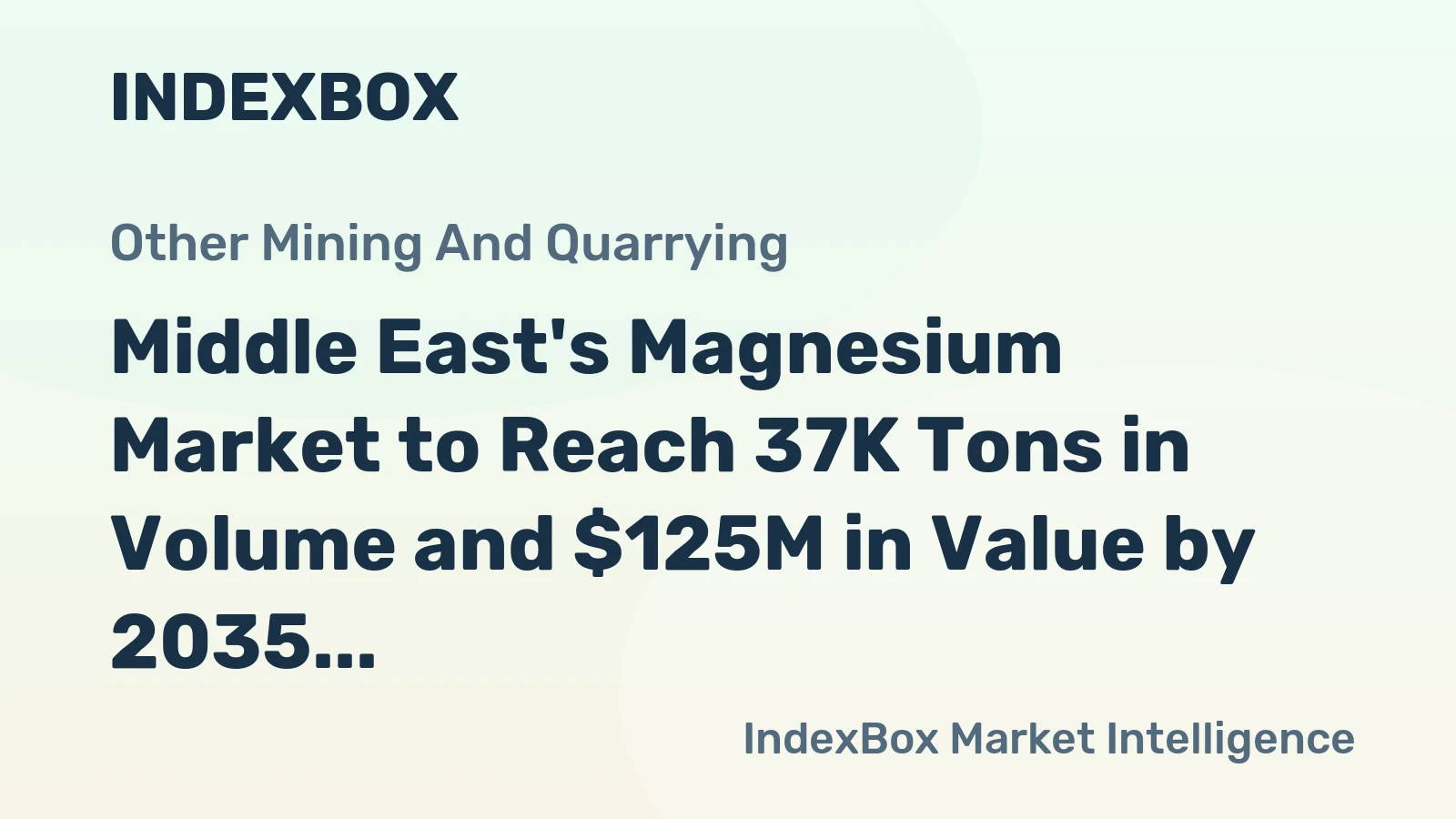 Middle East's Magnesium Market to Reach 37K Tons in Volume and $125M in Value by 2035