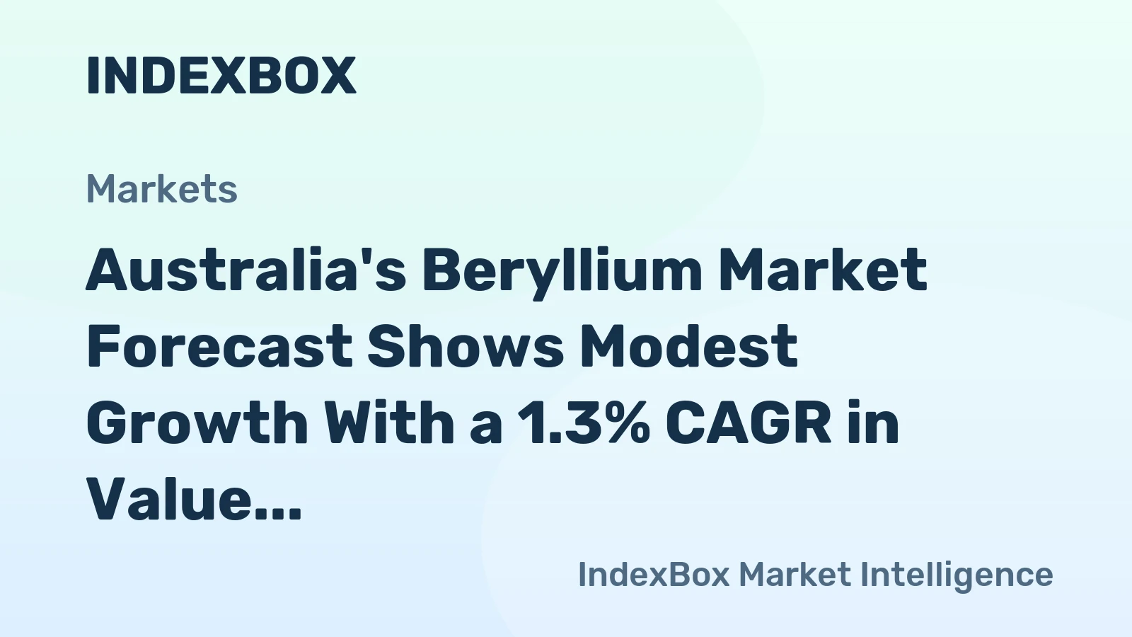 Australia's Beryllium Market Forecast Shows Modest Growth With a 1.3% CAGR in Value