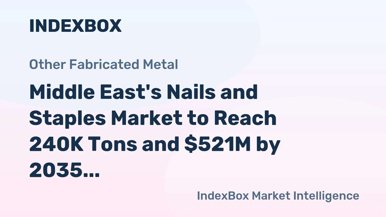 Middle East's Nails and Staples Market to Reach 240K Tons and $521M by 2035