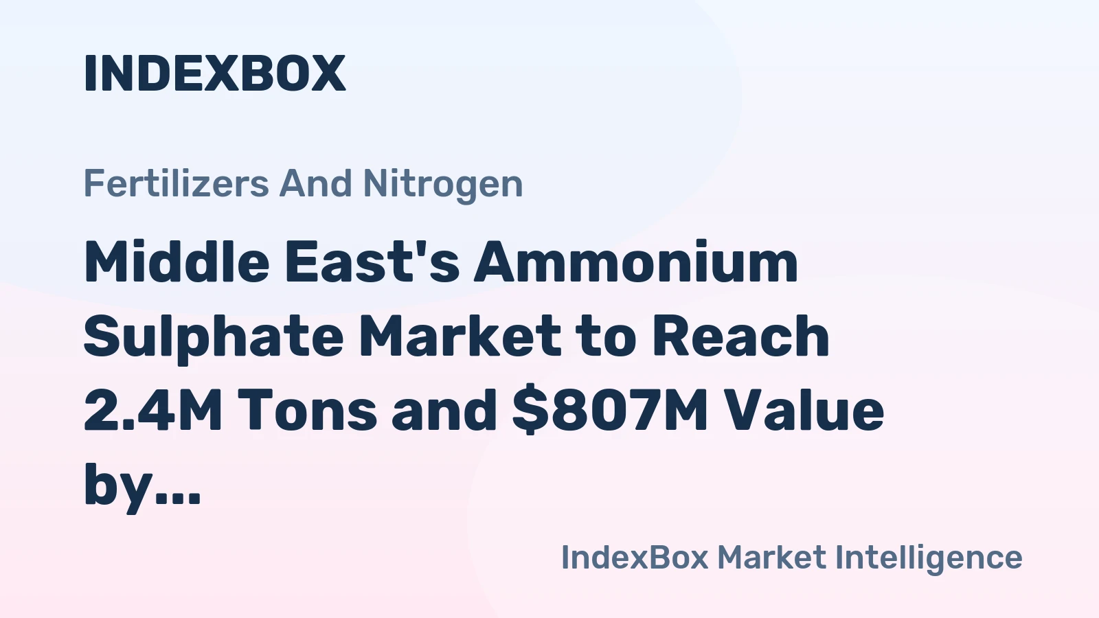Middle East's Ammonium Sulphate Market to Reach 2.4M Tons and $807M Value by 2035