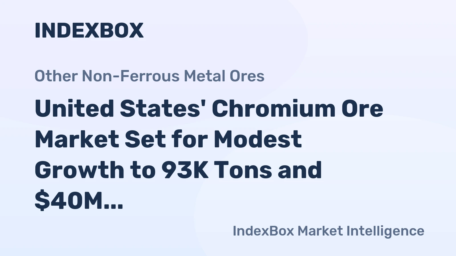 United States' Chromium Ore Market Set for Modest Growth to 93K Tons and $40M by 2035