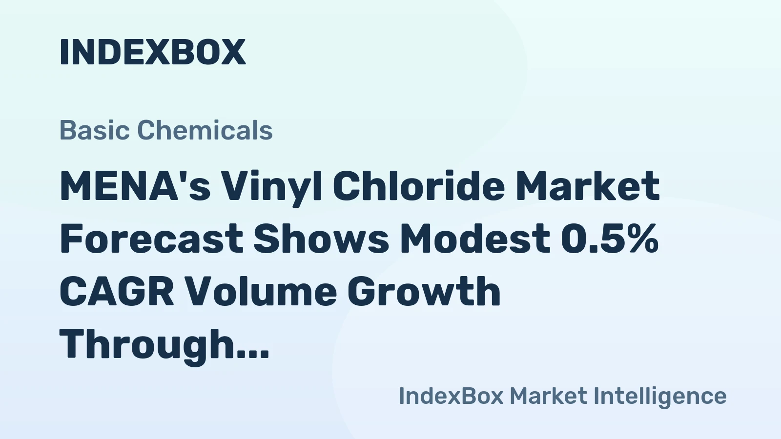 MENA's Vinyl Chloride Market Forecast Shows Modest 0.5% CAGR Volume Growth Through 2035