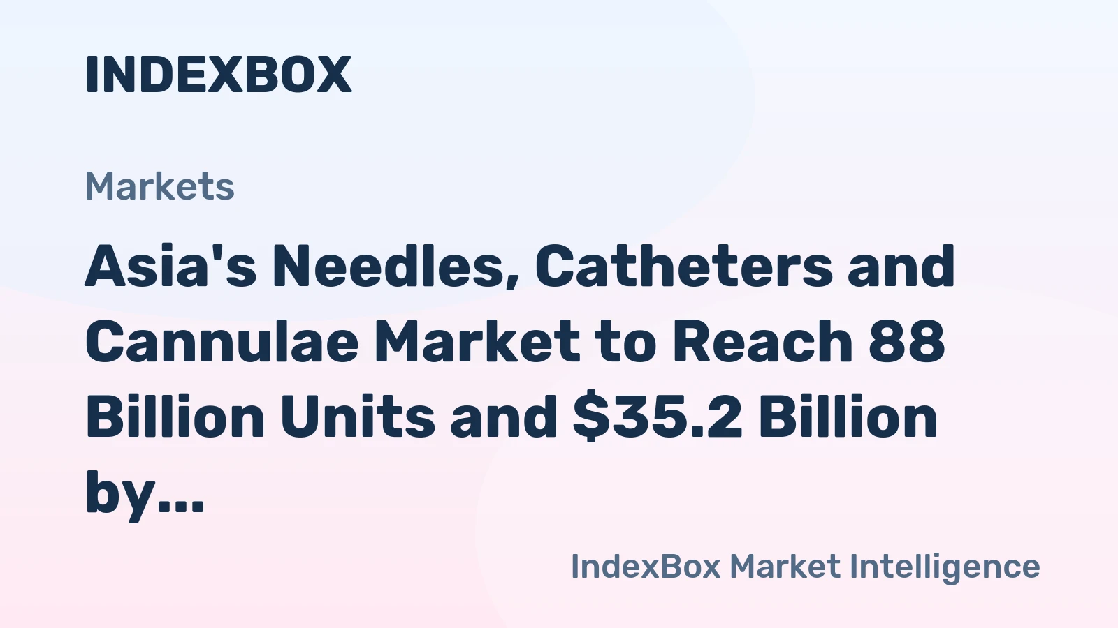 Asia's Needles, Catheters and Cannulae Market to Reach 88 Billion Units and $35.2 Billion by 2035