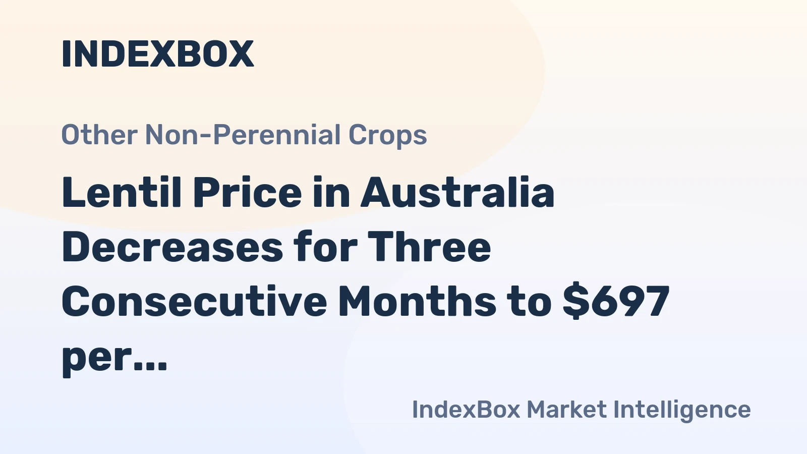 Lentil Price in Australia Decreases for Three Consecutive Months to $697 per Ton