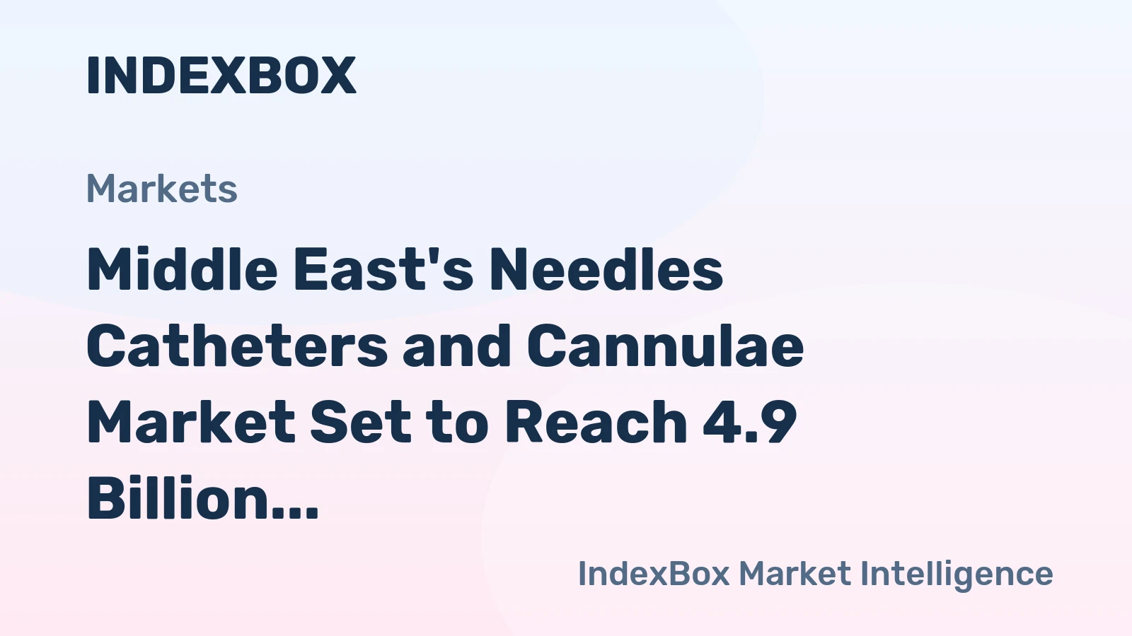 Middle East's Needles Catheters and Cannulae Market Set to Reach 4.9 Billion Units and $2.1 Billion by 2035