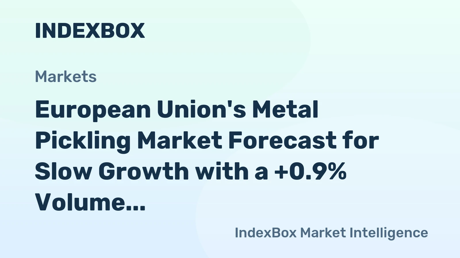 European Union's Metal Pickling Market Forecast for Slow Growth with a +0.9% Volume CAGR