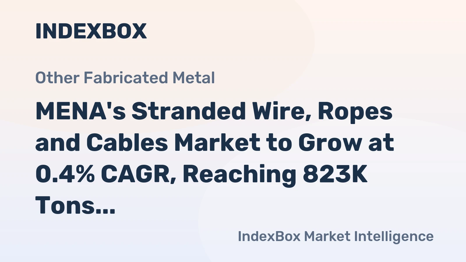 MENA's Stranded Wire, Ropes and Cables Market to Grow at 0.4% CAGR, Reaching 823K Tons by 2035