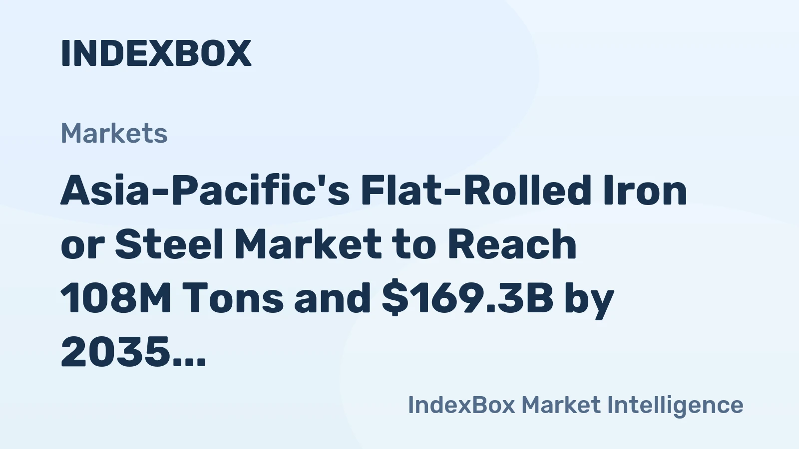 Asia-Pacific's Flat-Rolled Iron or Steel Market to Reach 108M Tons and $169.3B by 2035