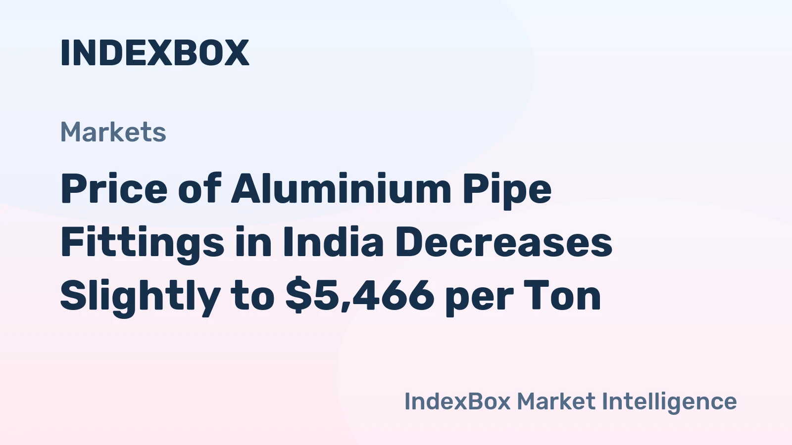 Price of Aluminium Pipe Fittings in India Decreases Slightly to $5,466 per Ton