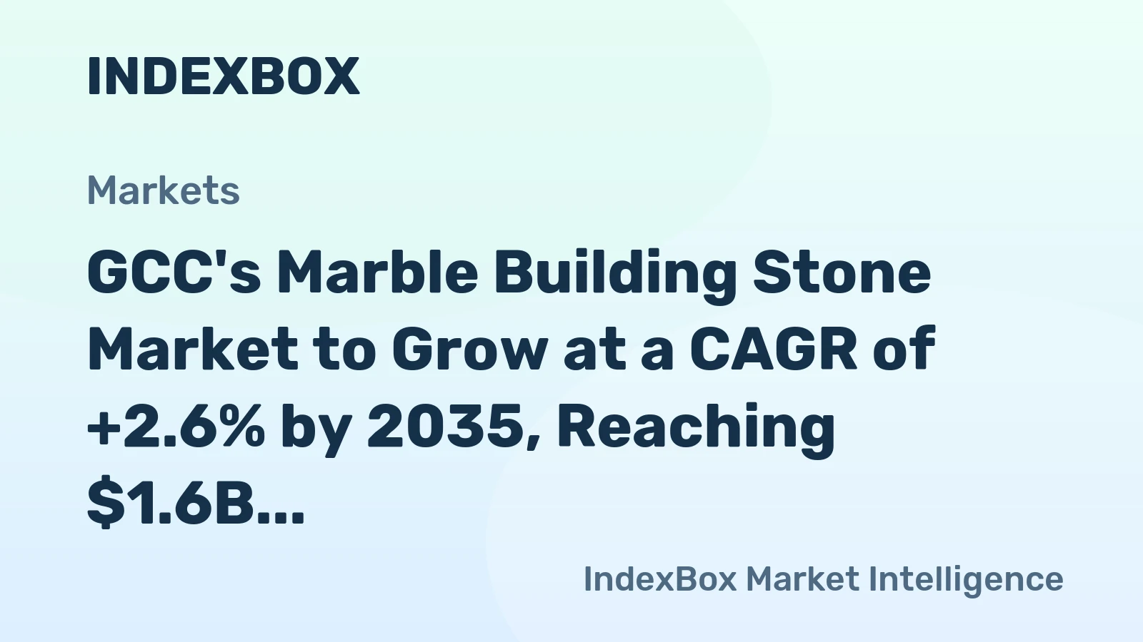 GCC's Marble Building Stone Market to Grow at a CAGR of +2.6% by 2035, Reaching $1.6B in Value
