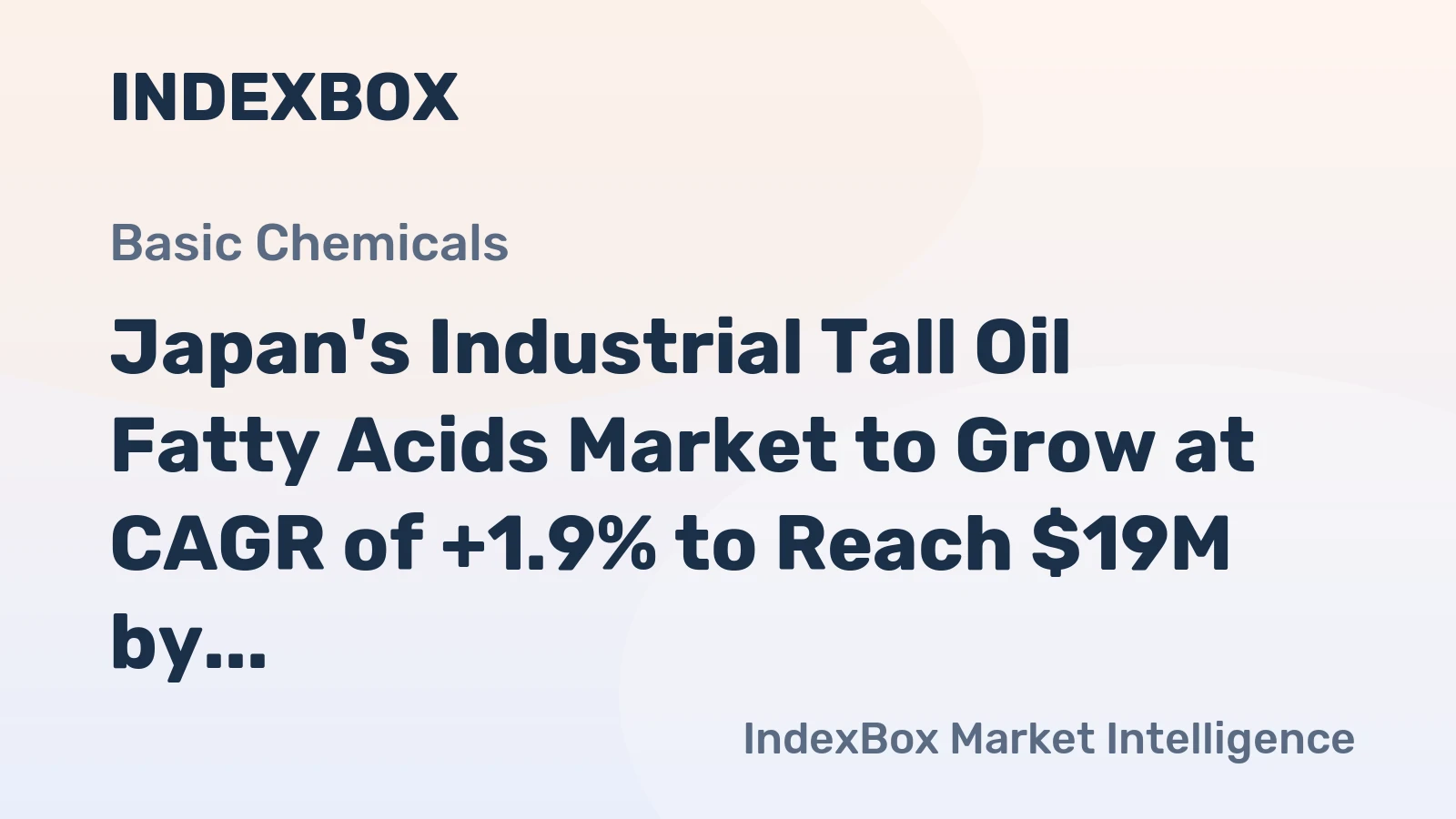 Japan's Industrial Tall Oil Fatty Acids Market to Grow at CAGR of +1.9% to Reach $19M by 2035
