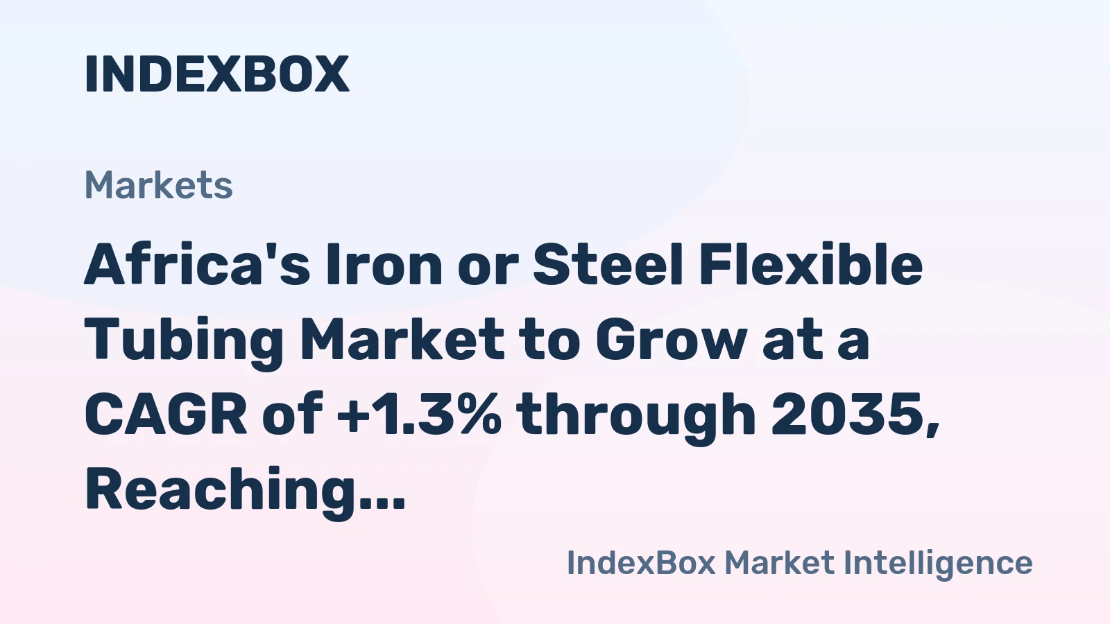 Africa's Iron or Steel Flexible Tubing Market to Grow at a CAGR of +1.3% through 2035, Reaching $710M in Value