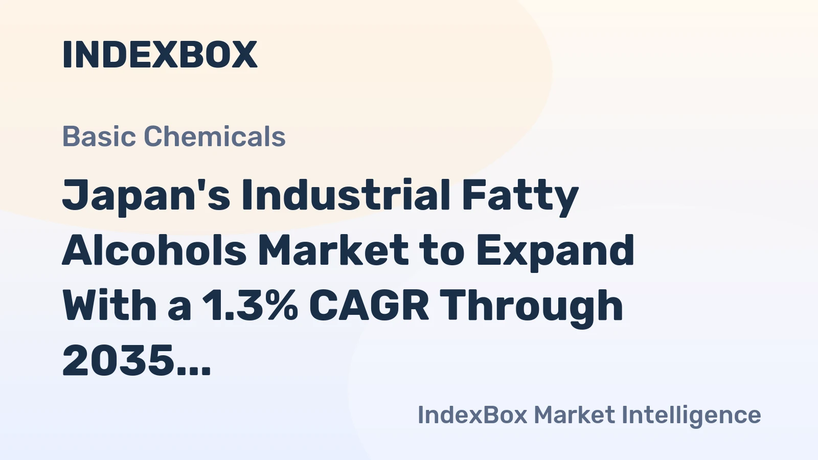 Japan's Industrial Fatty Alcohols Market to Expand With a 1.3% CAGR Through 2035