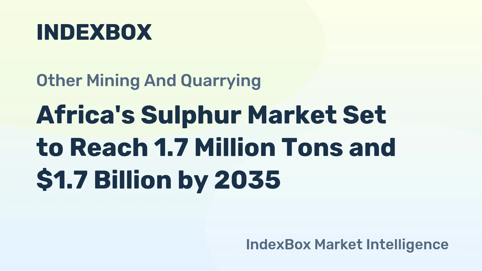 Africa's Sulphur Market Set to Reach 1.7 Million Tons and $1.7 Billion by 2035