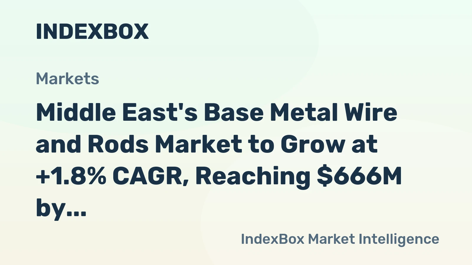 Middle East's Base Metal Wire and Rods Market to Grow at +1.8% CAGR, Reaching $666M by 2035
