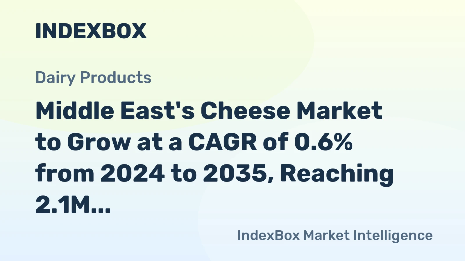 Middle East's Cheese Market to Grow at a CAGR of 0.6% from 2024 to 2035, Reaching 2.1M Tons