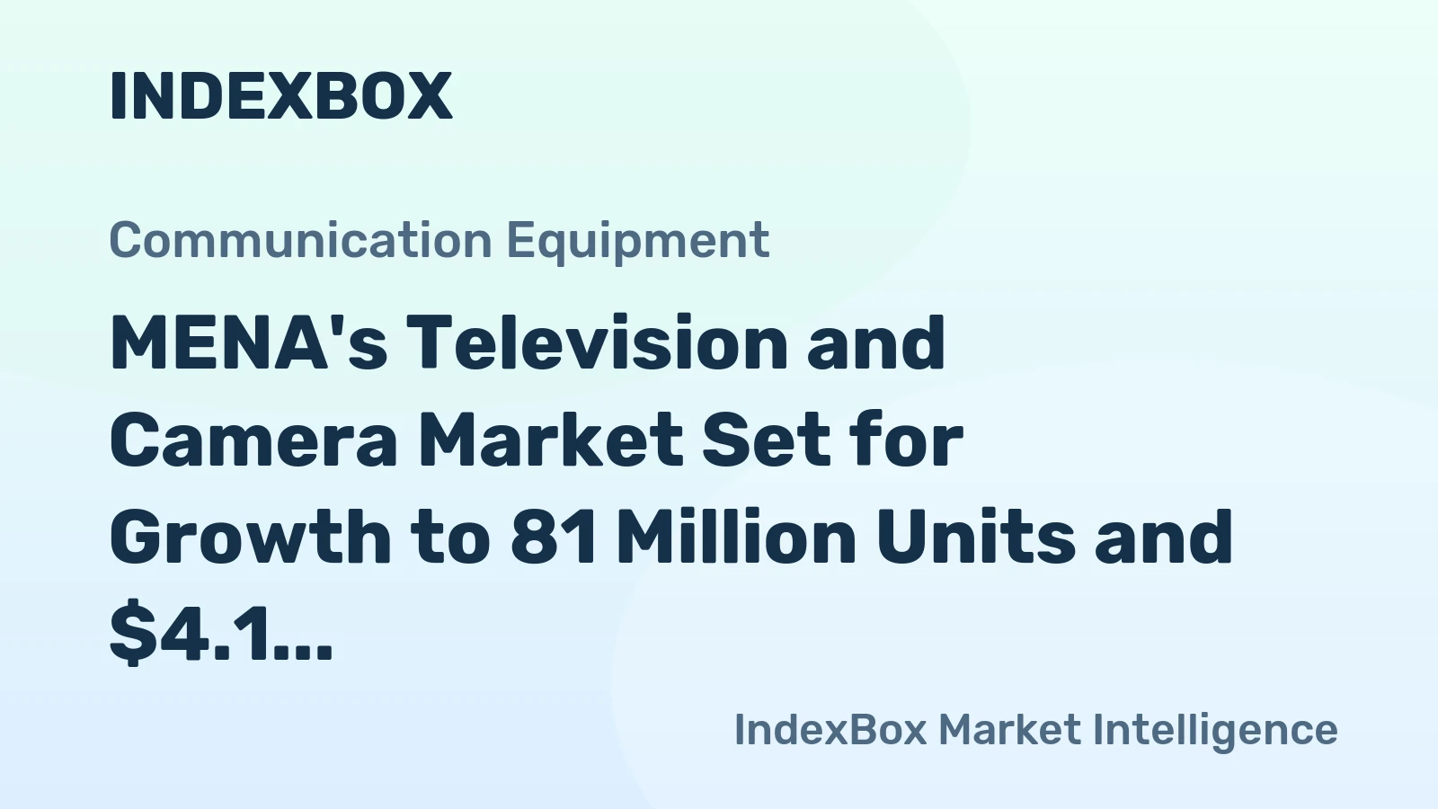 MENA's Television and Camera Market Set for Growth to 81 Million Units and $4.1 Billion