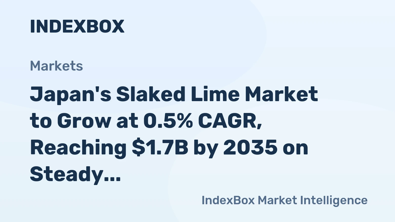 Japan's Slaked Lime Market to Grow at 0.5% CAGR, Reaching $1.7B by 2035 on Steady Demand.