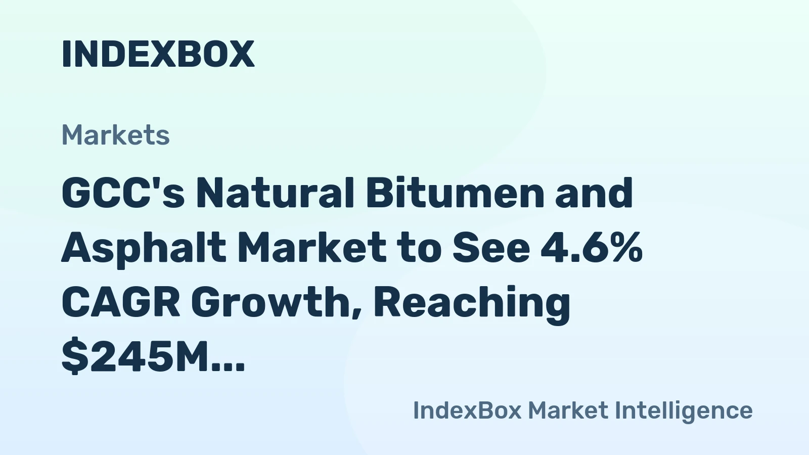 GCC's Natural Bitumen and Asphalt Market to See 4.6% CAGR Growth, Reaching $245M by 2035