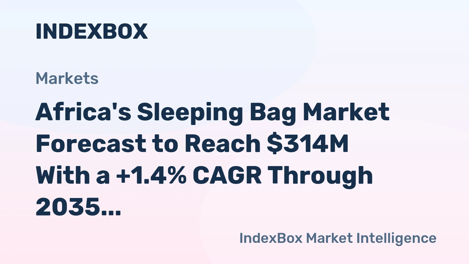 Africa's Sleeping Bag Market Forecast to Reach $314M With a +1.4% CAGR Through 2035
