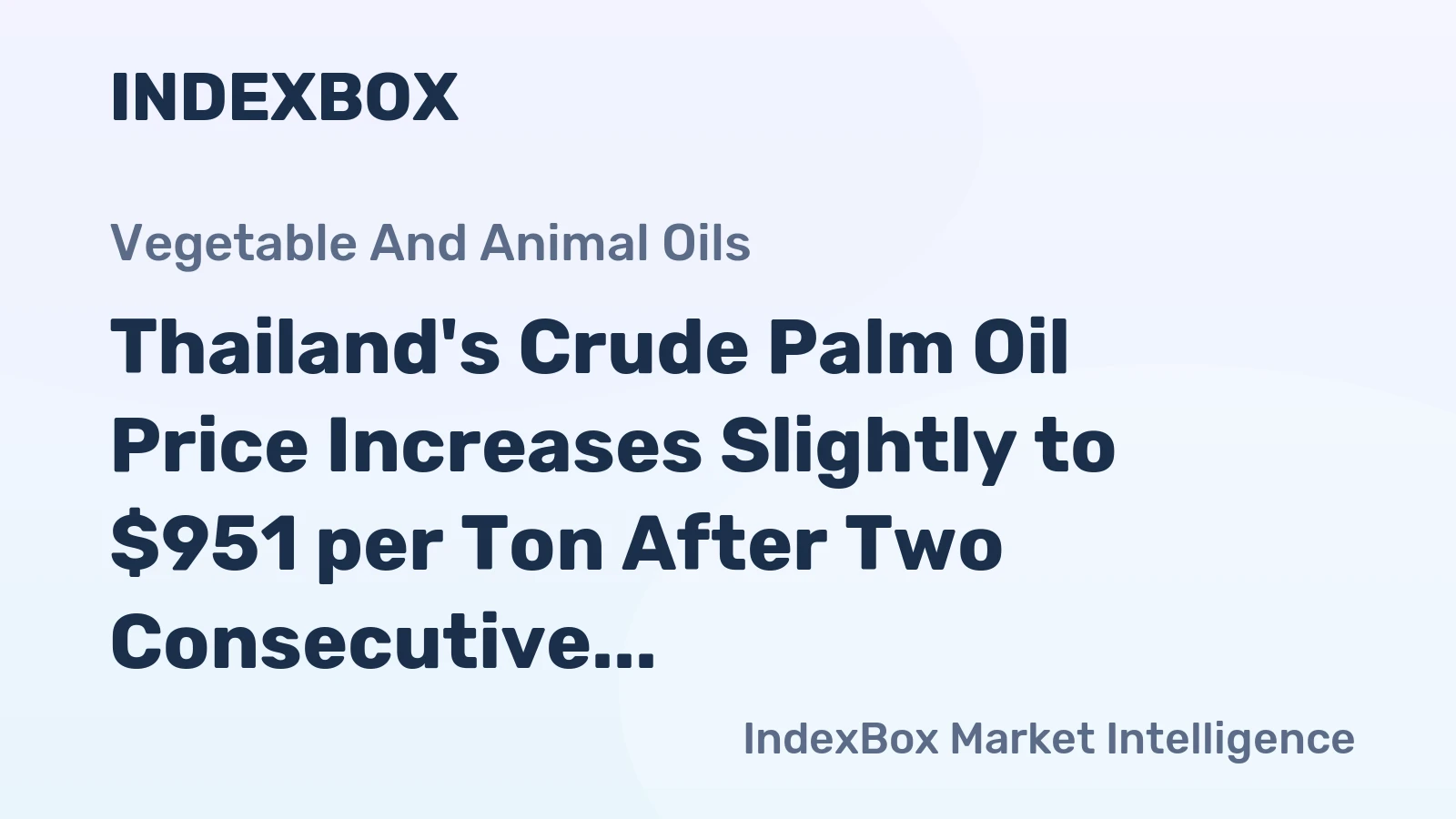 Thailand's Crude Palm Oil Price Increases Slightly to $951 per Ton After Two Consecutive Months of Growth