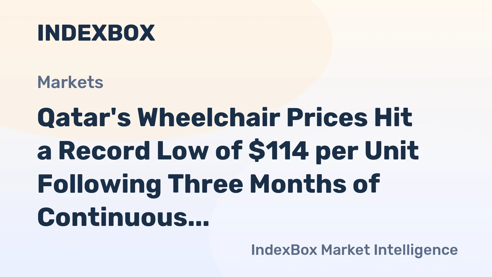 Qatar's Wheelchair Prices Hit a Record Low of $114 per Unit Following Three Months of Continuous Decline