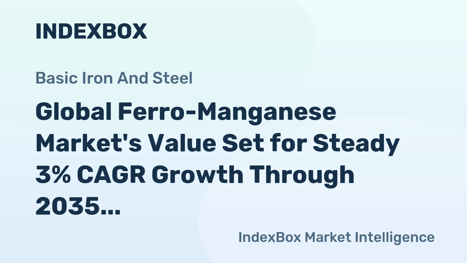 Global Ferro-Manganese Market's Value Set for Steady 3% CAGR Growth Through 2035