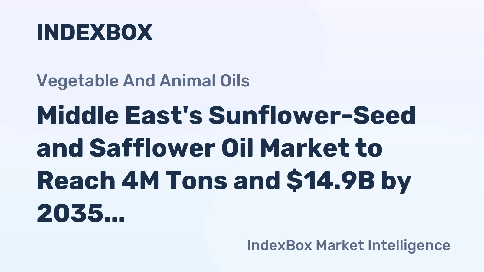 Middle East's Sunflower-Seed and Safflower Oil Market to Reach 4M Tons and $14.9B by 2035