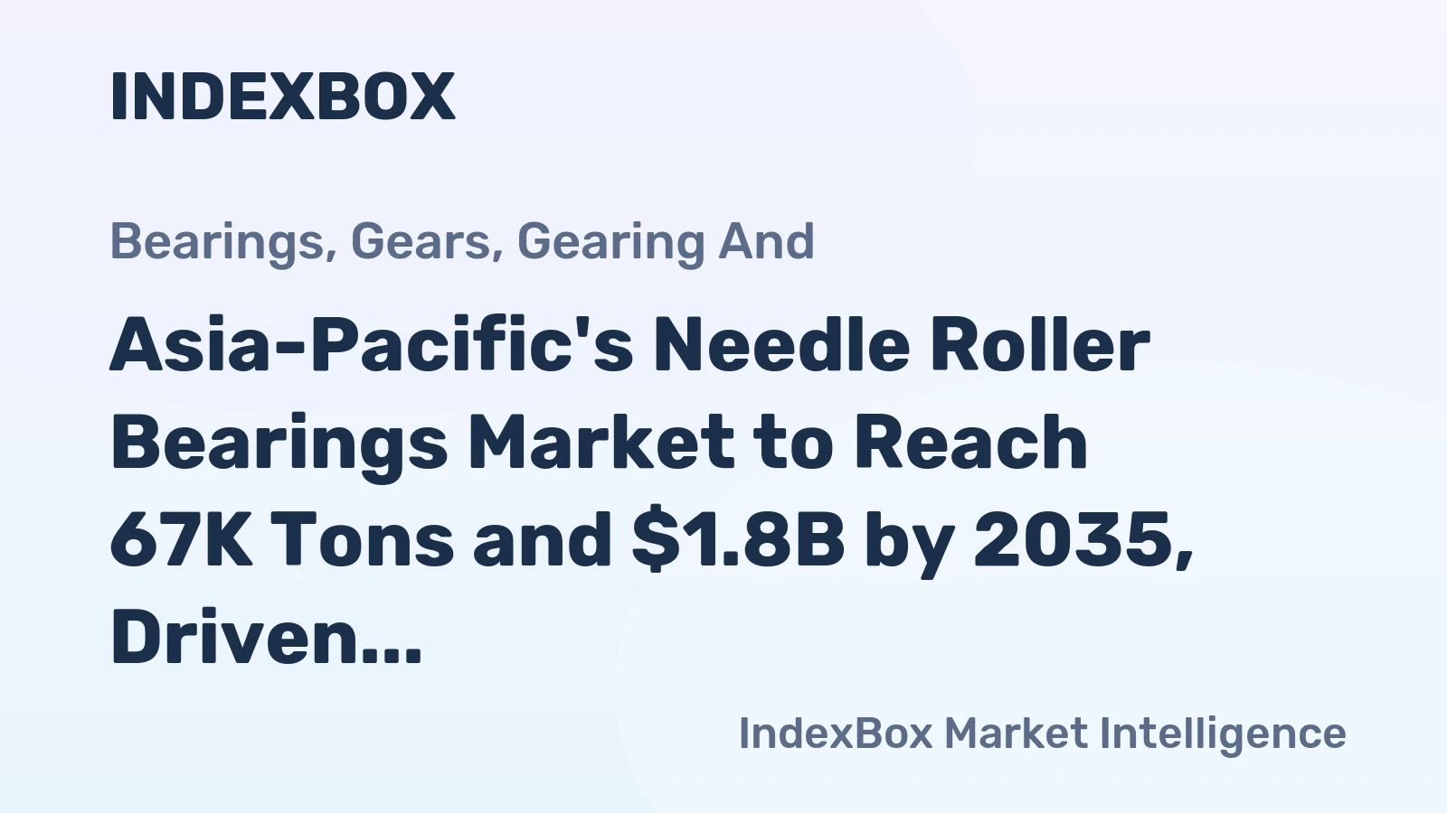Asia-Pacific's Needle Roller Bearings Market to Reach 67K Tons and $1.8B by 2035, Driven by Increasing Demand